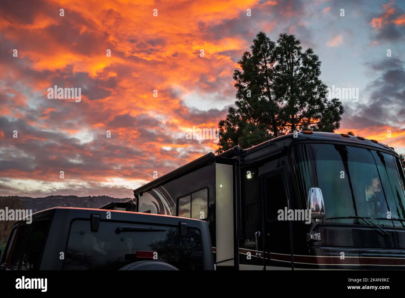 The famous off-road vehicle side by side with a motorhome in Lak Stock ...