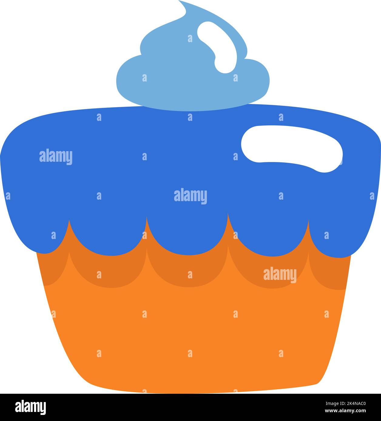 Sweet cake with blue icing, illustration, vector on a white background ...
