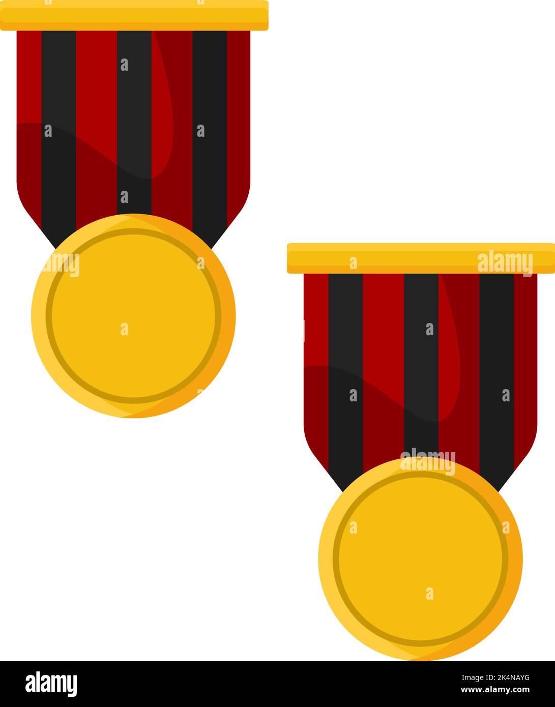 Small golden medals, illustration, vector on a white background Stock ...