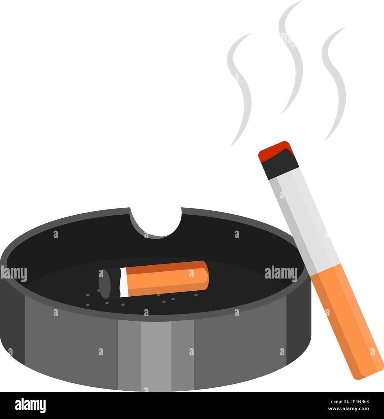 Black ashtray with cigarette, illustration, vector on a white ...