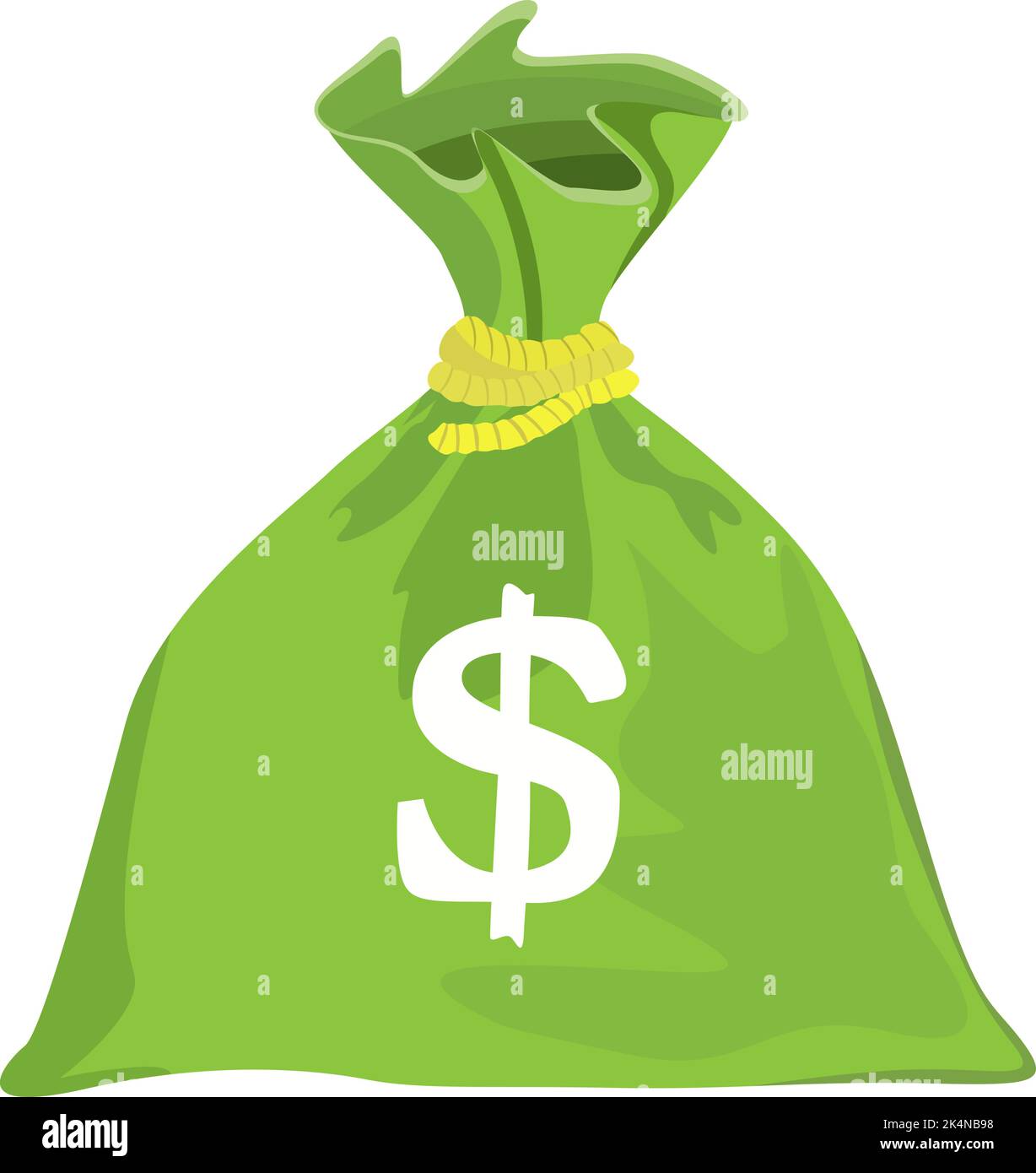 Green money bag, illustration, vector on a white background Stock ...