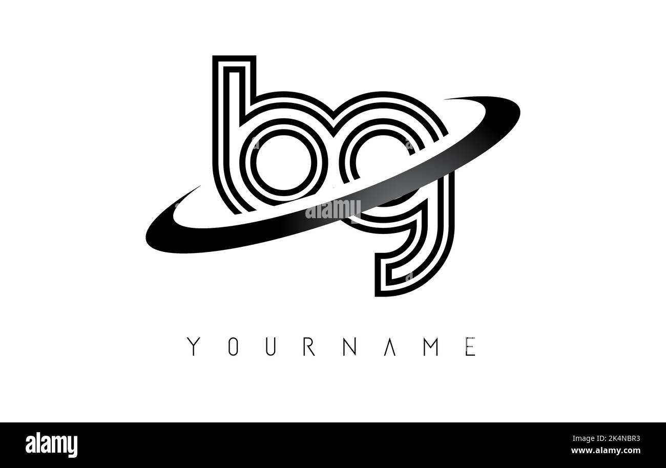 Outline letters bg b g logo with a minimalist design and swoosh. Letters with elegant, simple ...