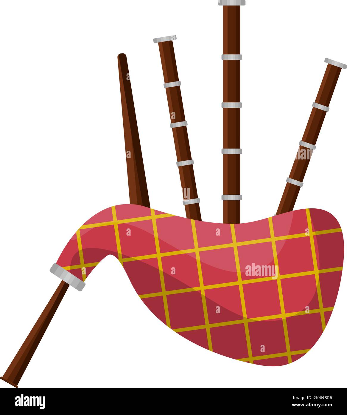 Red bagpipe instrument, illustration, vector on a white background ...