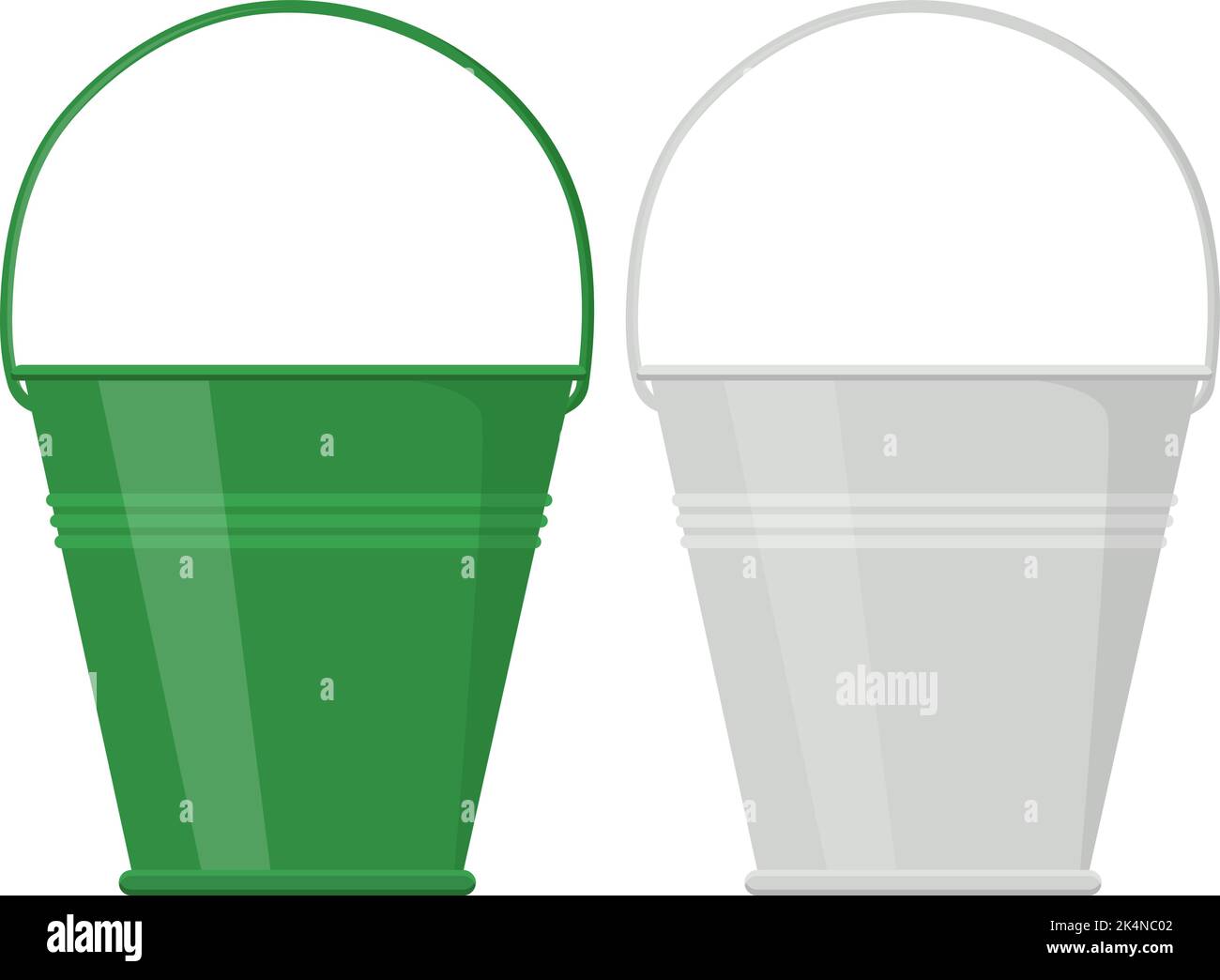 Metal buckets, illustration, vector on a white background Stock Vector ...