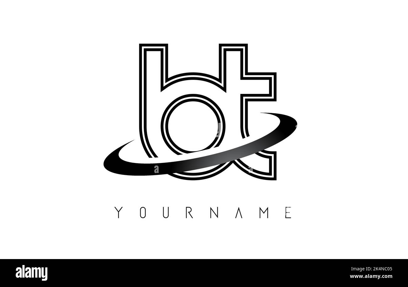 Outline letters bt b t logo with a minimalist design and swoosh ...