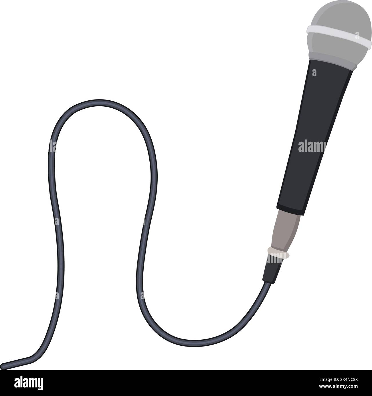 Mic with cable, illustration, vector on a white background Stock Vector ...