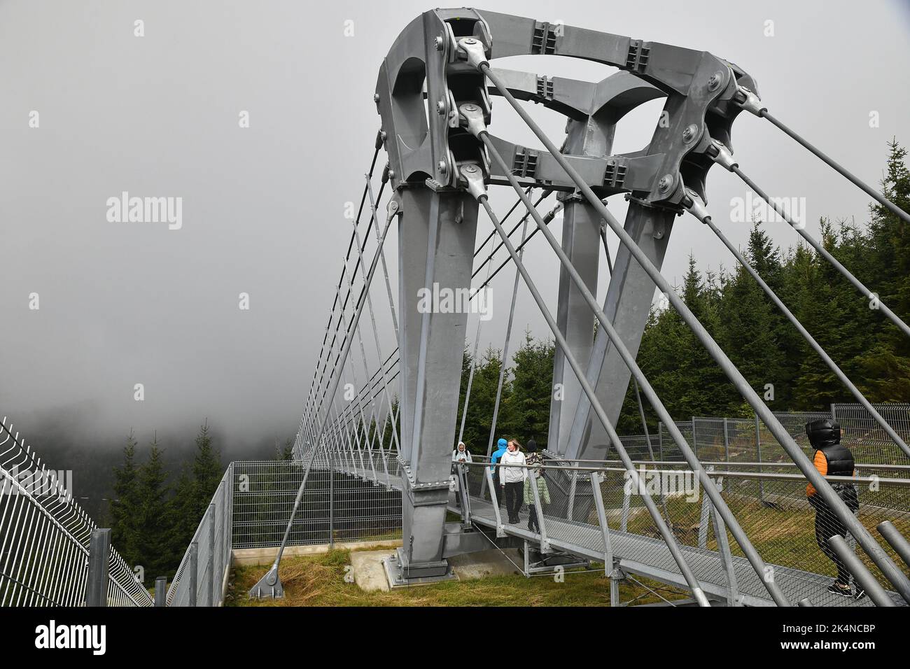 The world's longest suspension footbridge, Sky Bridge 721 in mountain resort Dolni Morava, Czech ...