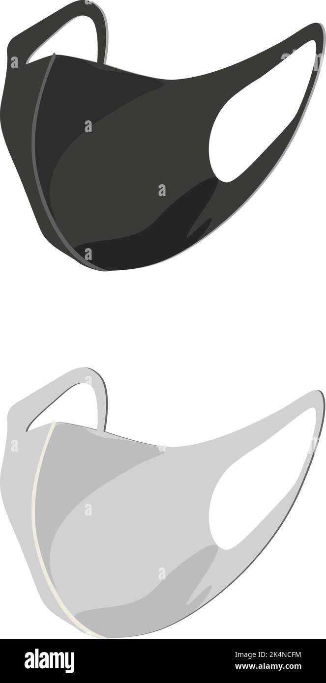 Black and white protective masks, illustration, vector on a white ...