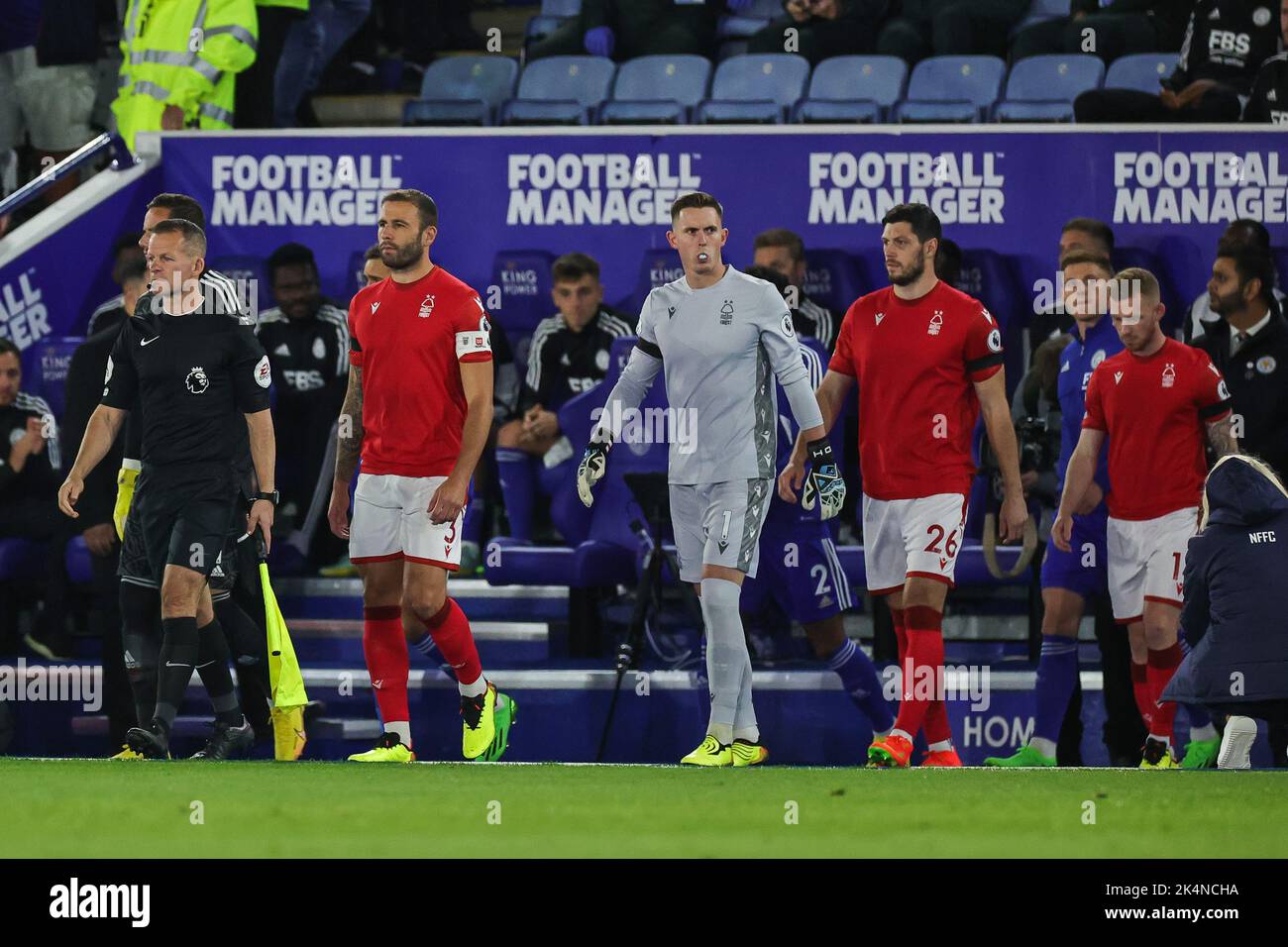 Steve Cook #3 of Nottingham Forest leads his side out ahead of the ...