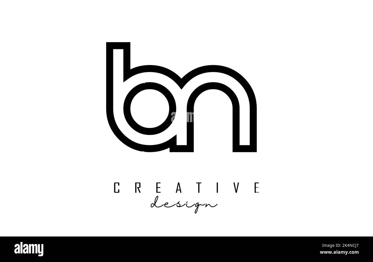 Outline letters bn b n logo with a minimalist design. Letters with ...