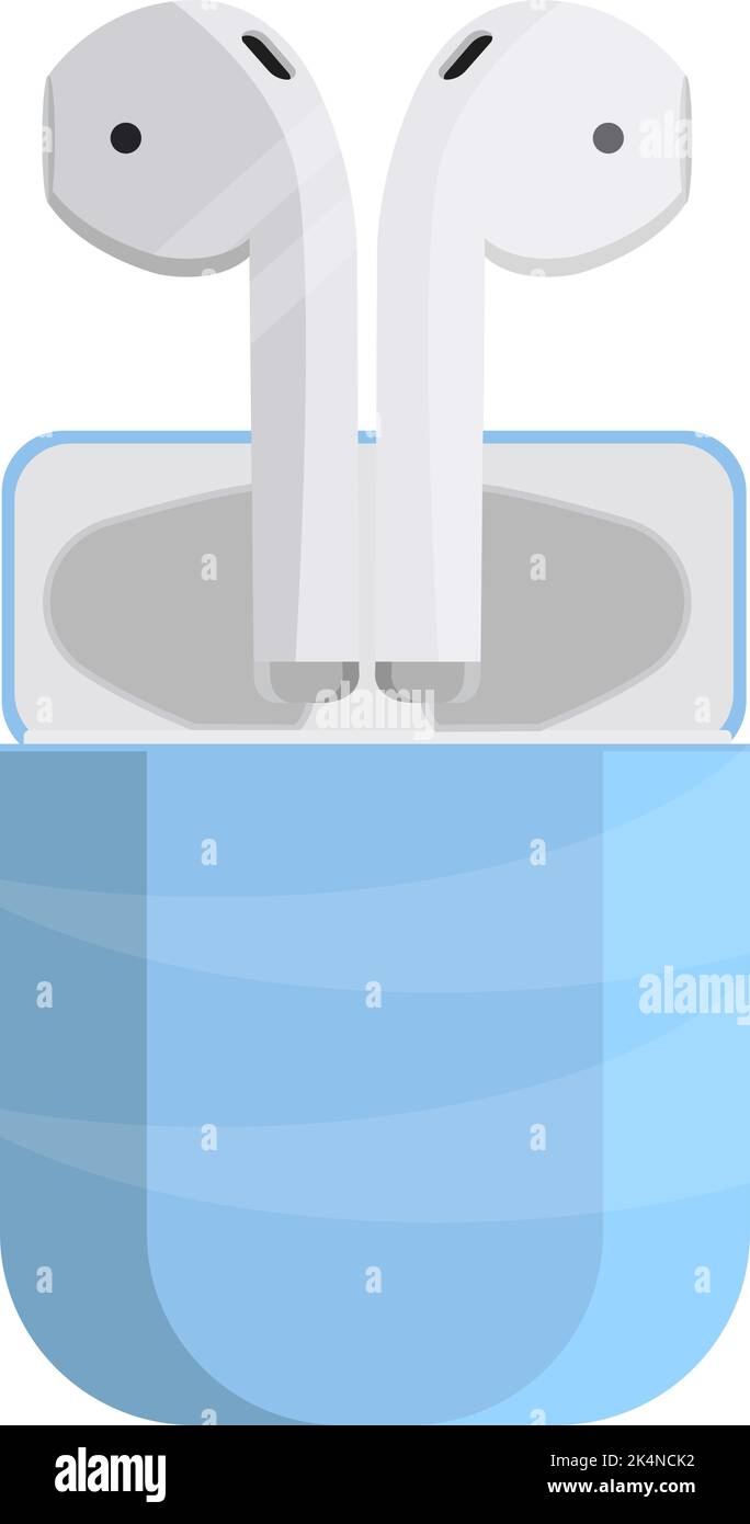 Air pods in blue box, illustration, vector on a white background Stock ...