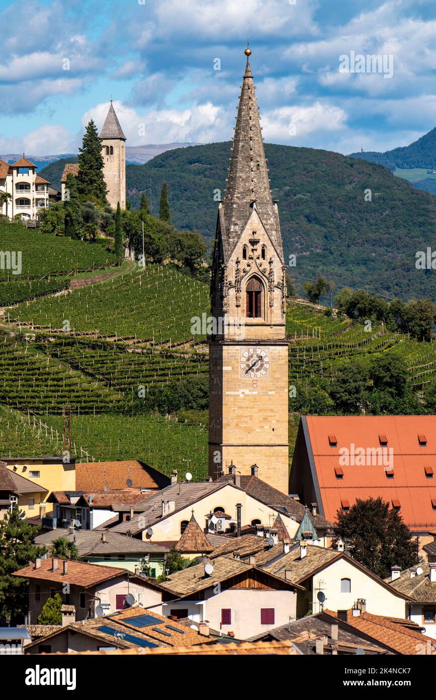 The village of Tramin an der Weinstraße, in South Tyrol, Gewürztraminer ...