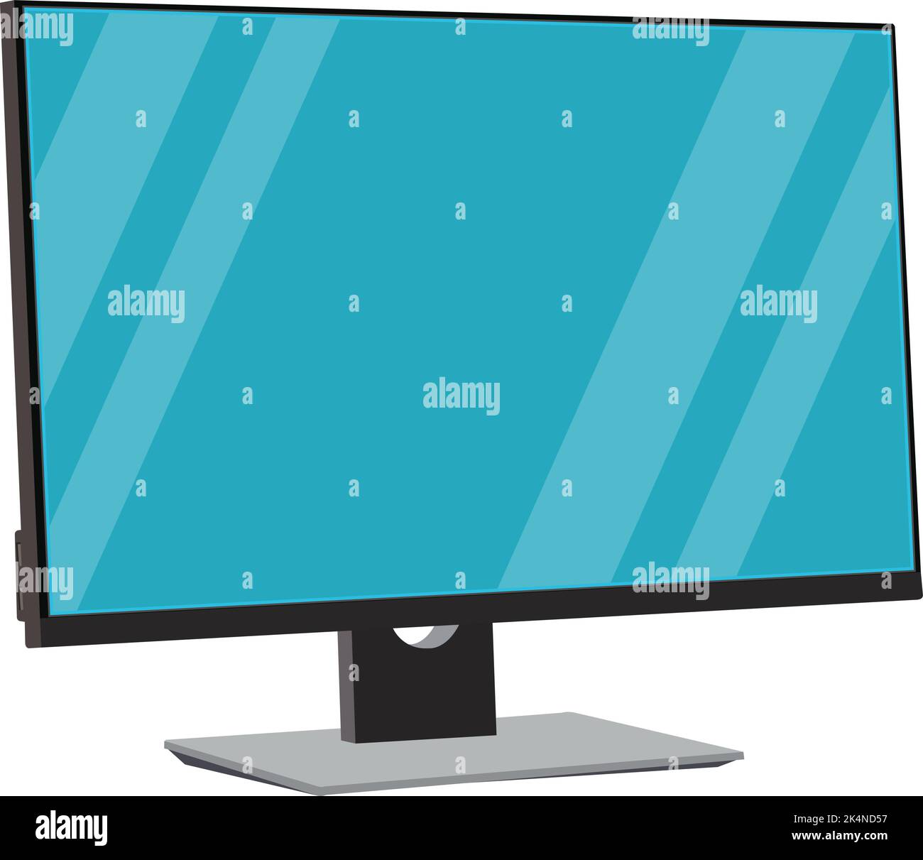 Flat screen computer monitor, illustration, vector on a white ...