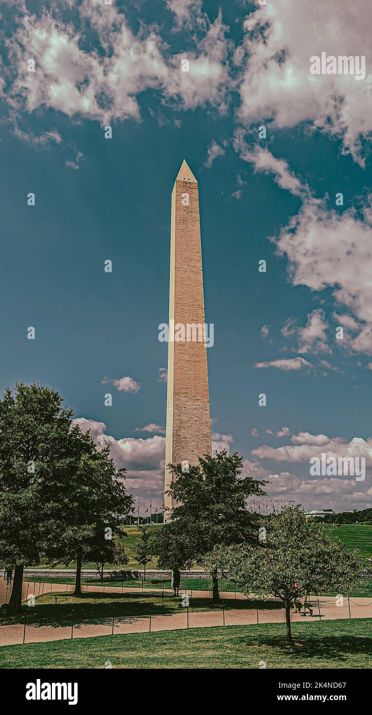 A vertical shot of the Washington Monument in Washington D.C Stock ...