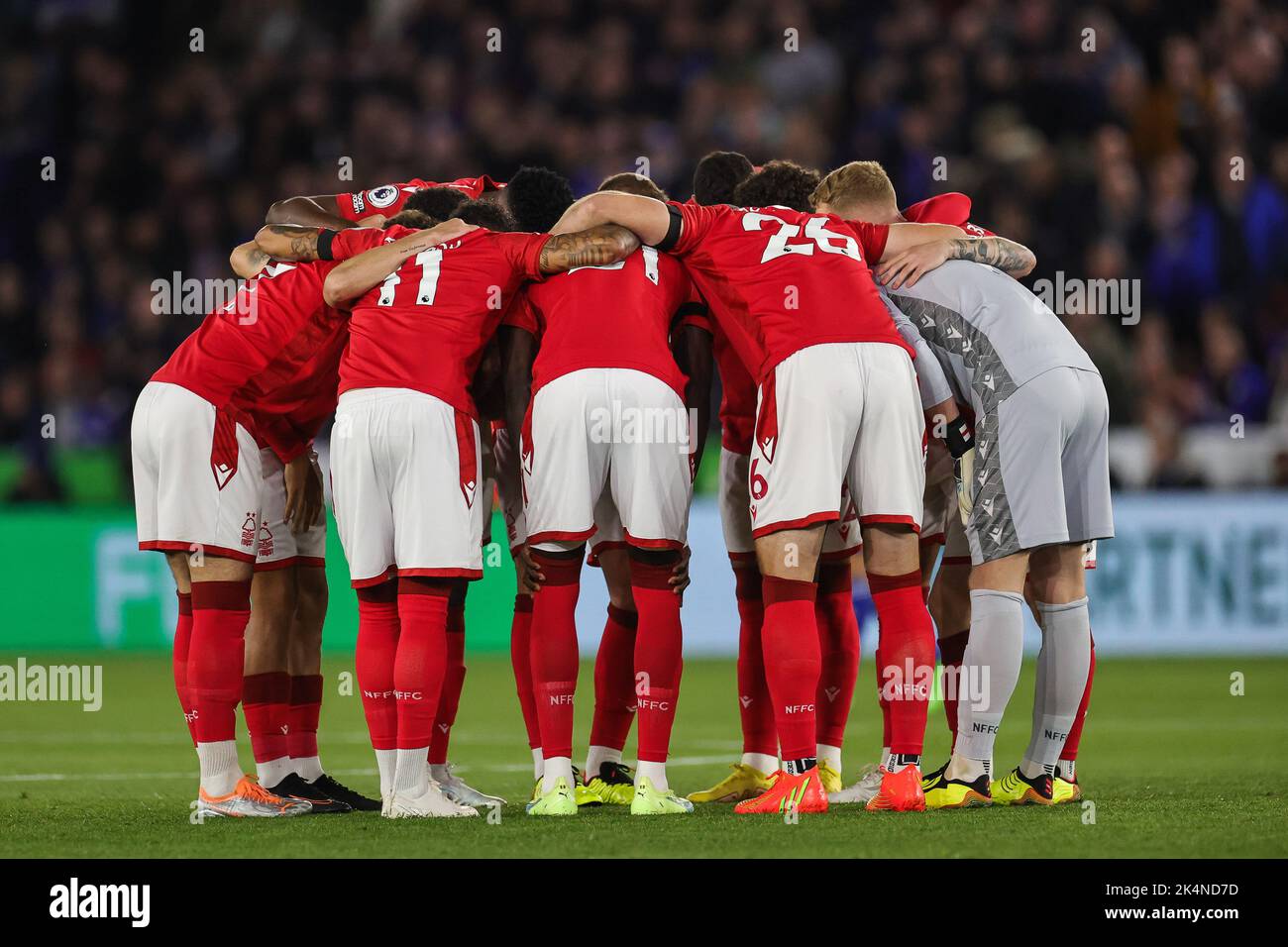 Nottingham Forest in a team huddle before the Premier League match ...