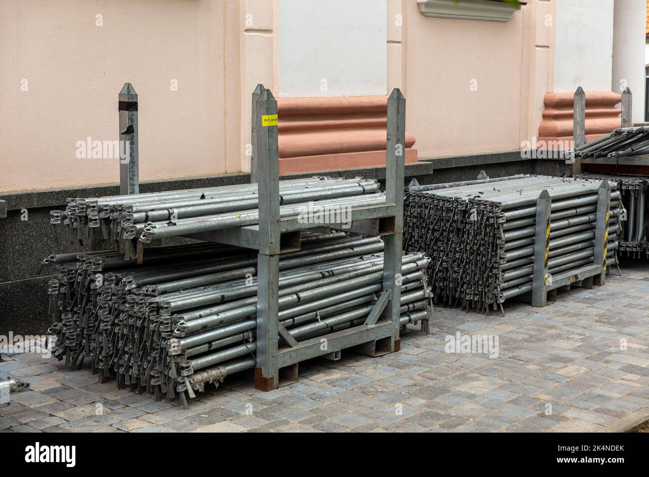 Details and elements of the stage podium. Metal frames for installation ...