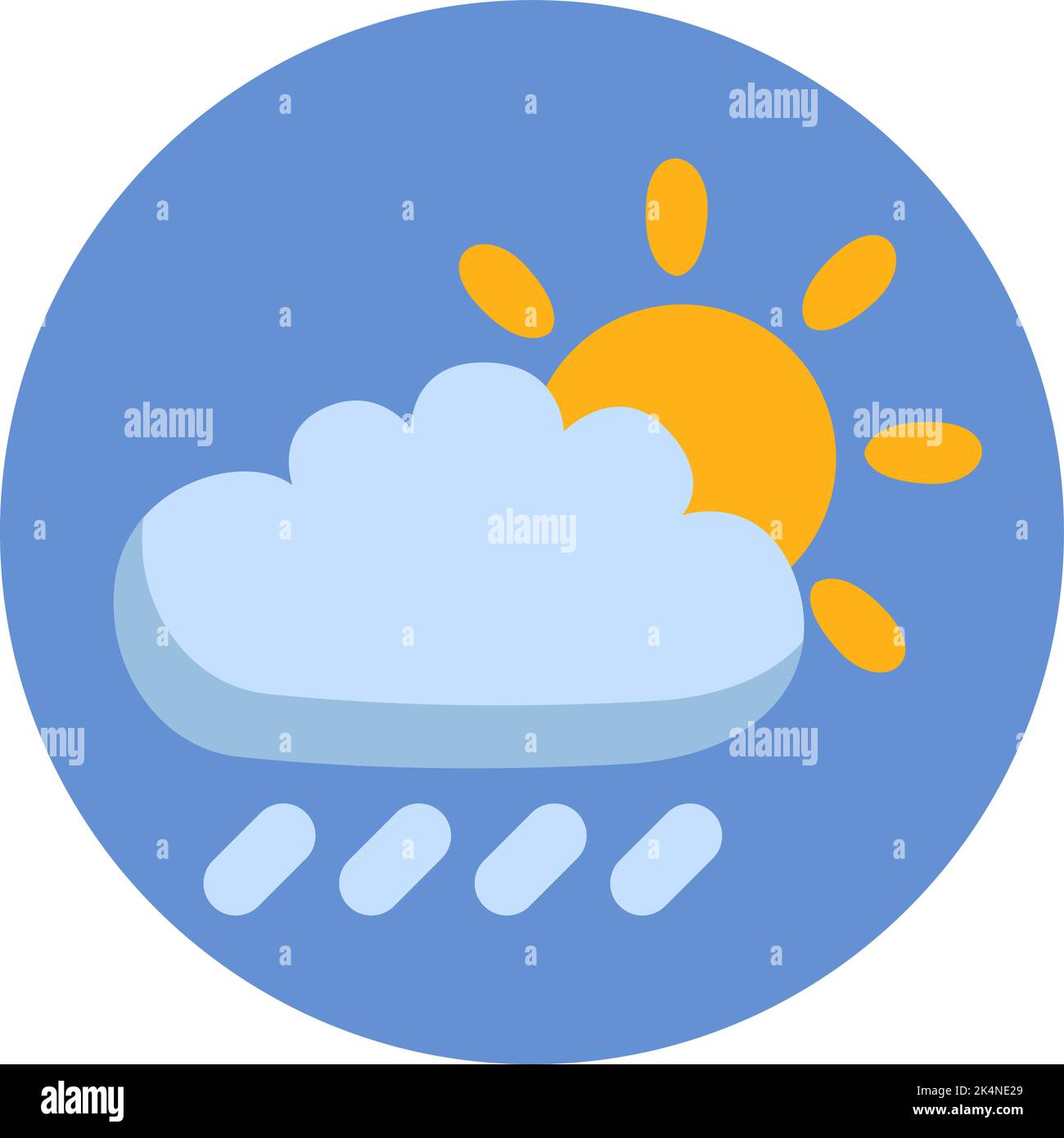 Sunny with rain, illustration, vector on a white background Stock ...