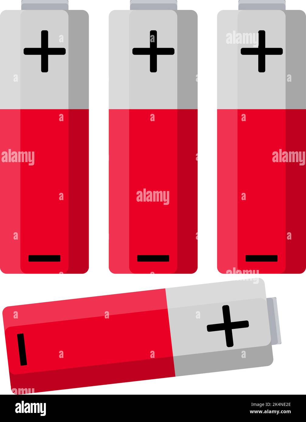 Red batteries, illustration, vector on a white background Stock Vector ...
