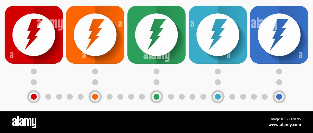 Bolt, electricity vector icons, infographic template, set of flat ...