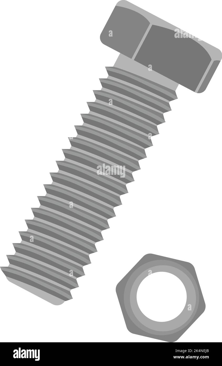Grey nut bolt, illustration, vector on a white background Stock Vector ...