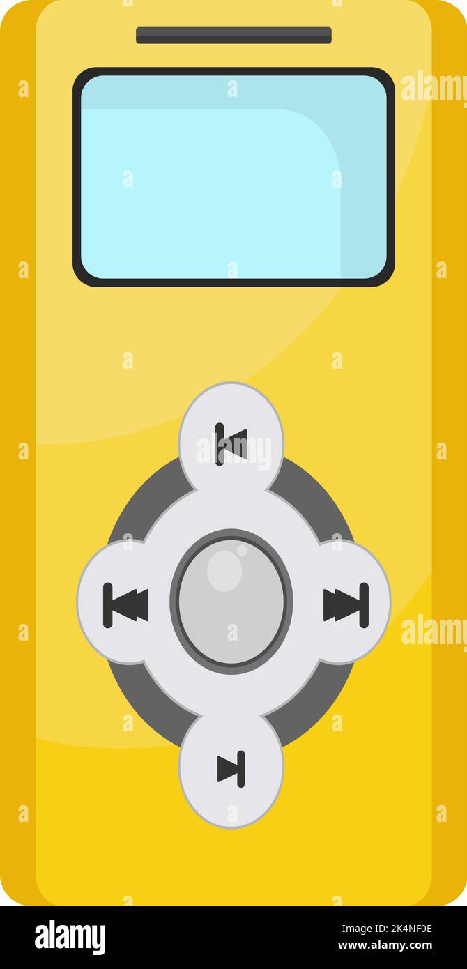 Yellow mp3 player, illustration, vector on a white background Stock ...