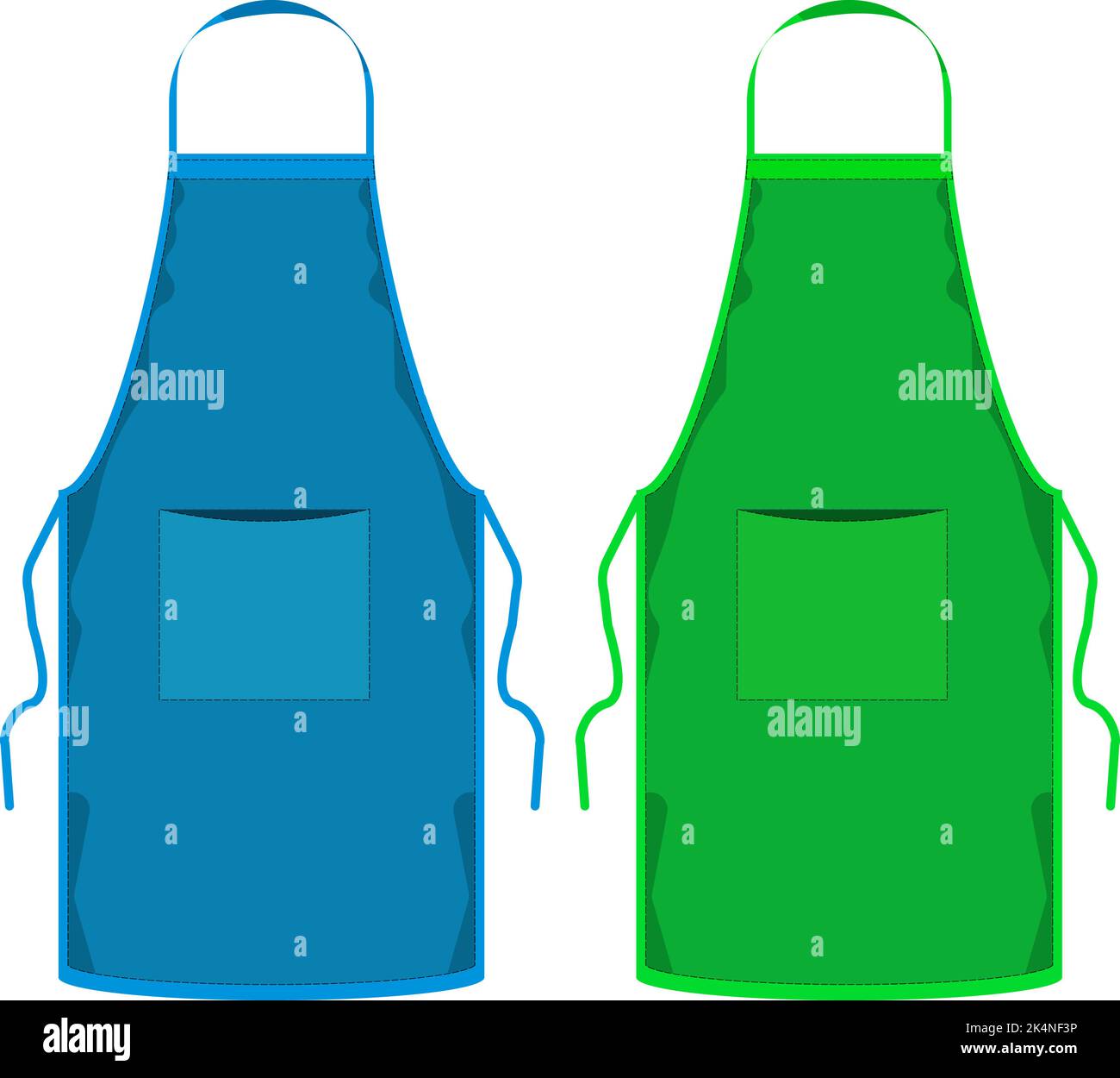 Blue and green apron, illustration, vector on a white background Stock ...