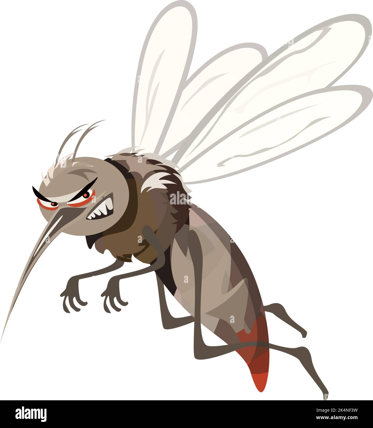 Angry mosquito, illustration, vector on a white background Stock Vector ...