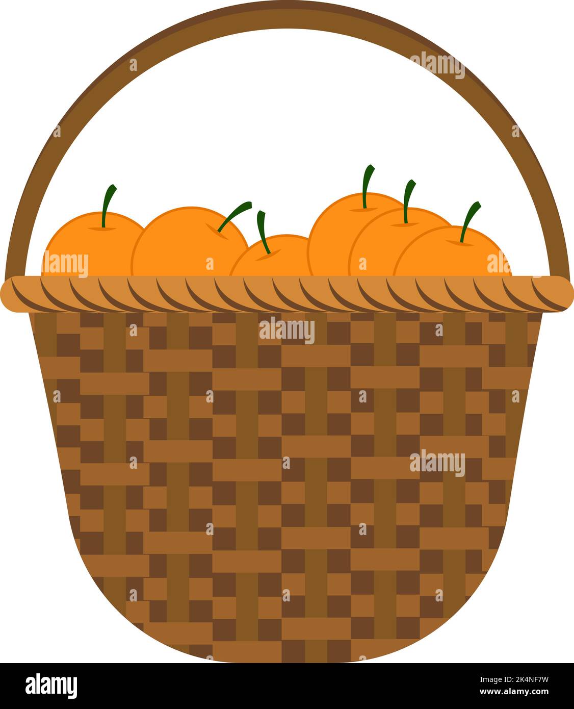 Basket of oranges, illustration, vector on a white background Stock ...