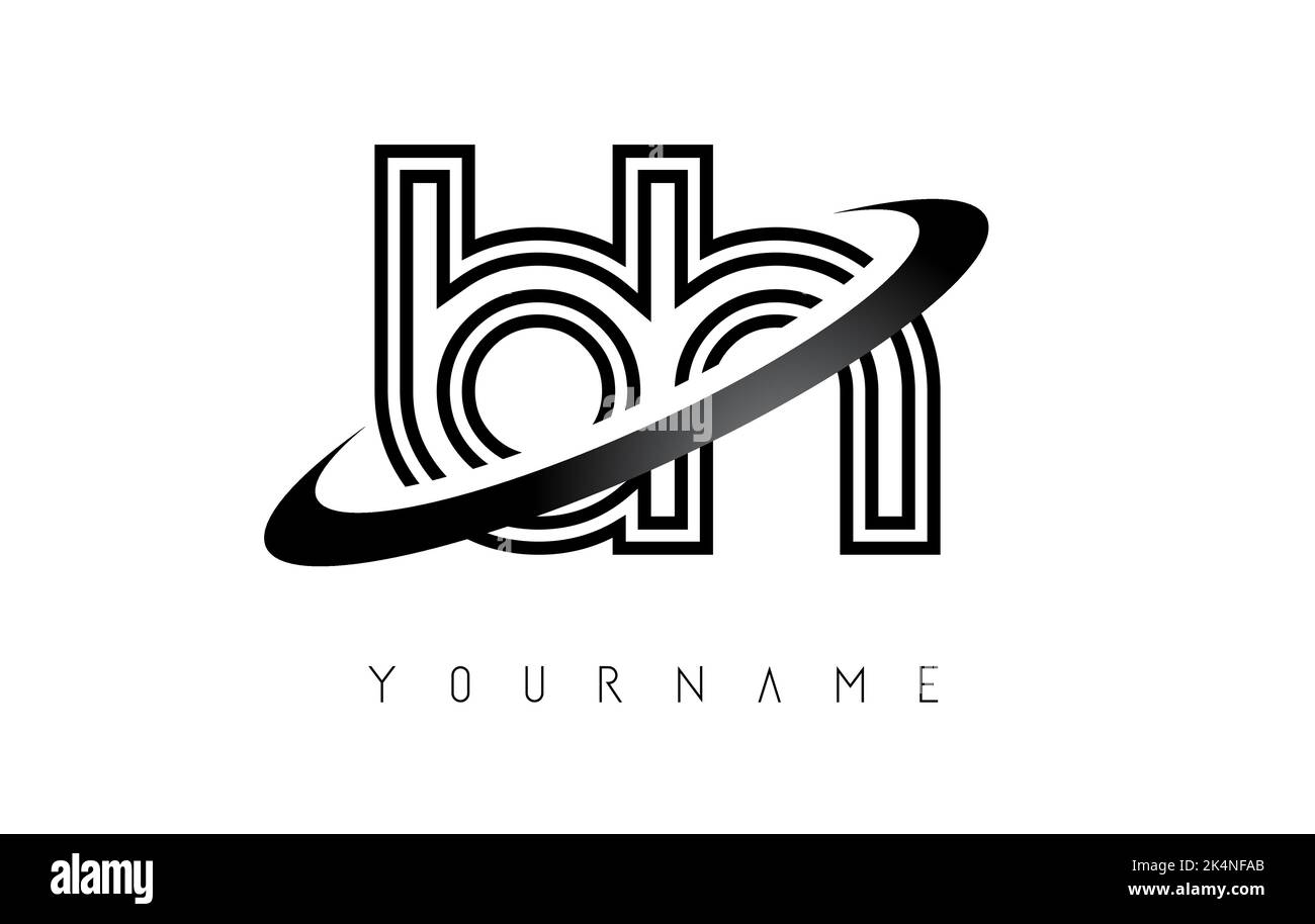 Outline letters bh b h logo with a minimalist design ad swoosh. Letters ...