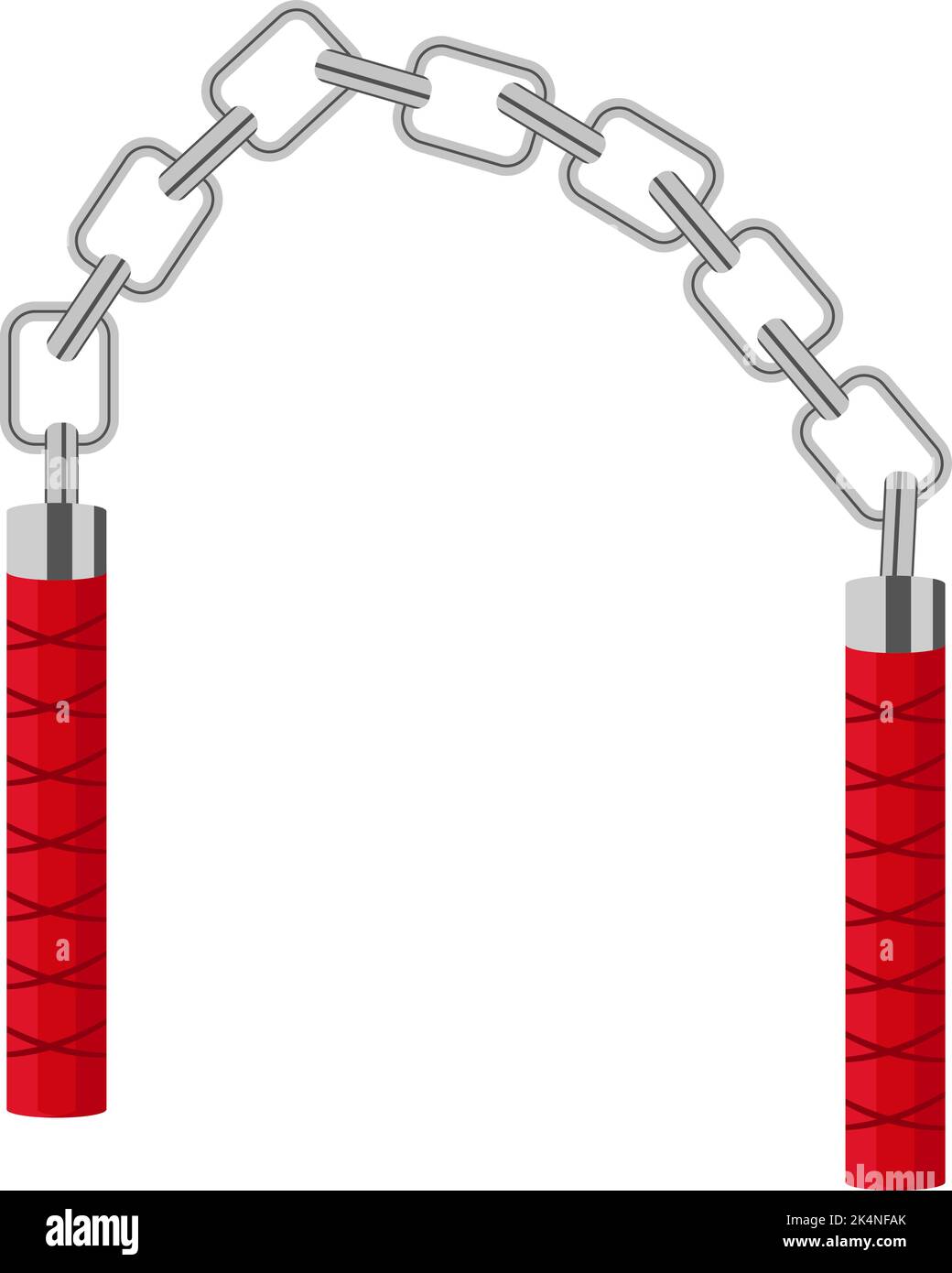 Red nunchucks, illustration, vector on a white background Stock Vector ...