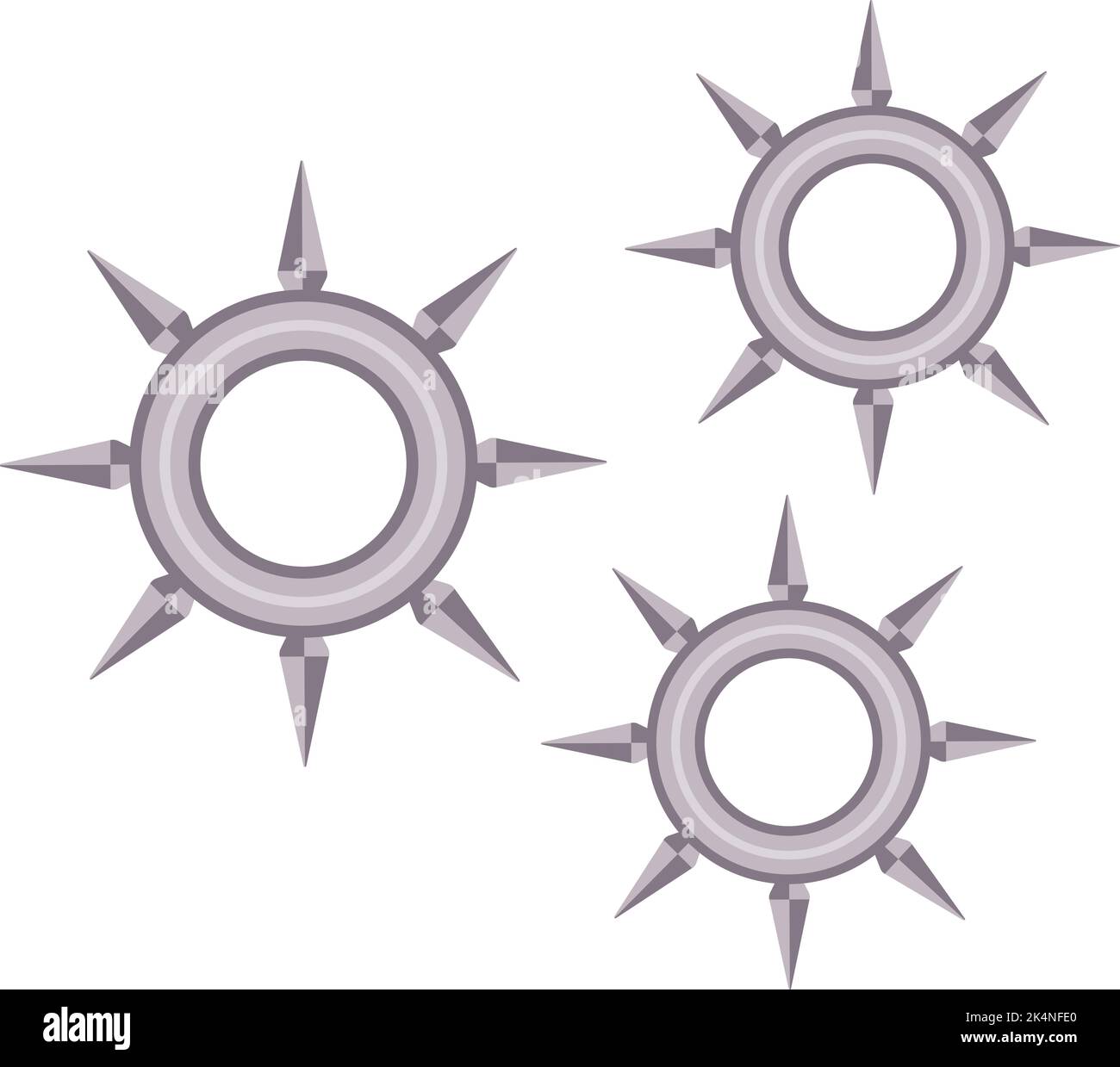 Metal shurikens, illustration, vector on a white background Stock ...