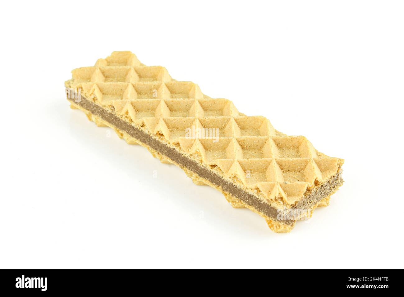 Single wafer bar filled with choco cream isolated on white background ...