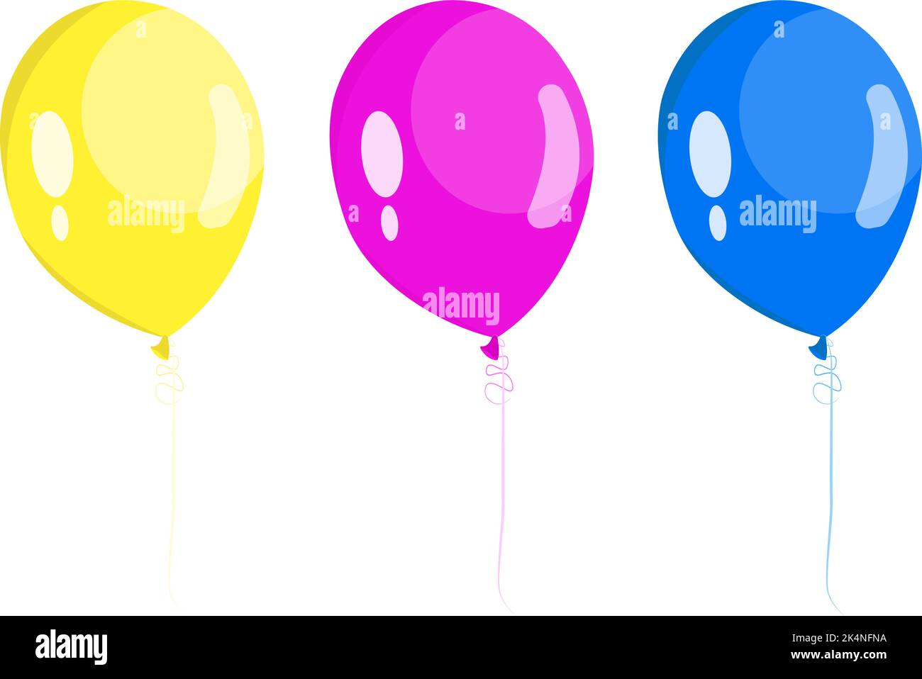 Three balloons, illustration, vector on a white background Stock Vector ...
