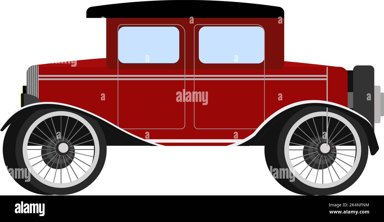 Vintage red car, illustration, vector on a white background Stock ...