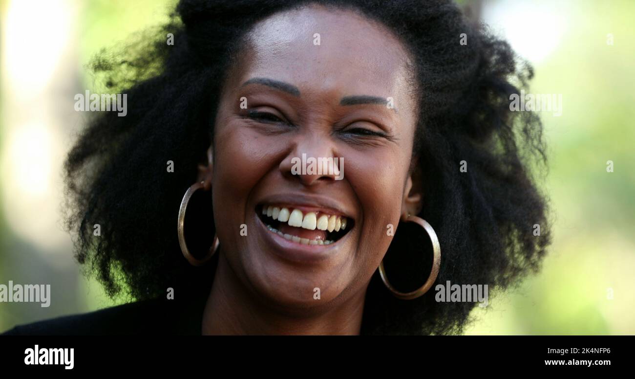 African woman laughing and smiling. Black lady authentic laugh Stock ...