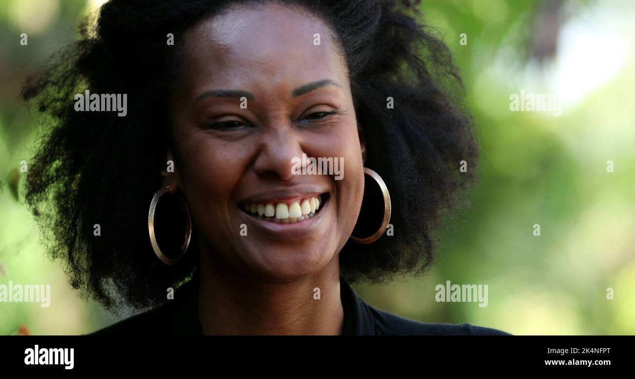 African woman laughing and smiling. Black lady authentic laugh Stock ...