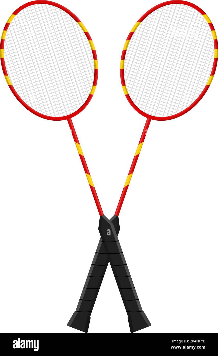 Red badminton rackets, illustration, vector on a white background Stock ...