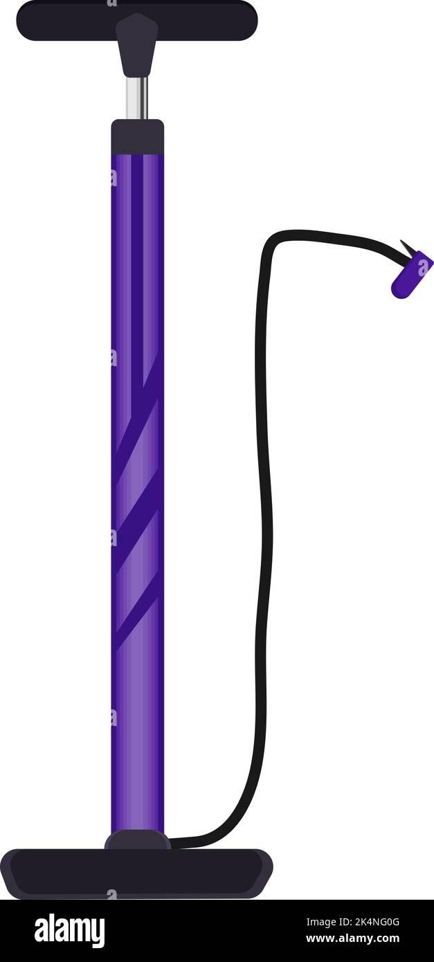 Purple bike pump, illustration, vector on a white background Stock ...