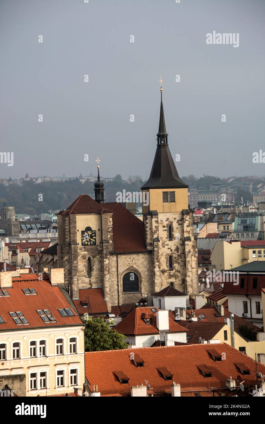 A vertical of roofs and spires of Prague towers Stock Photo - Alamy