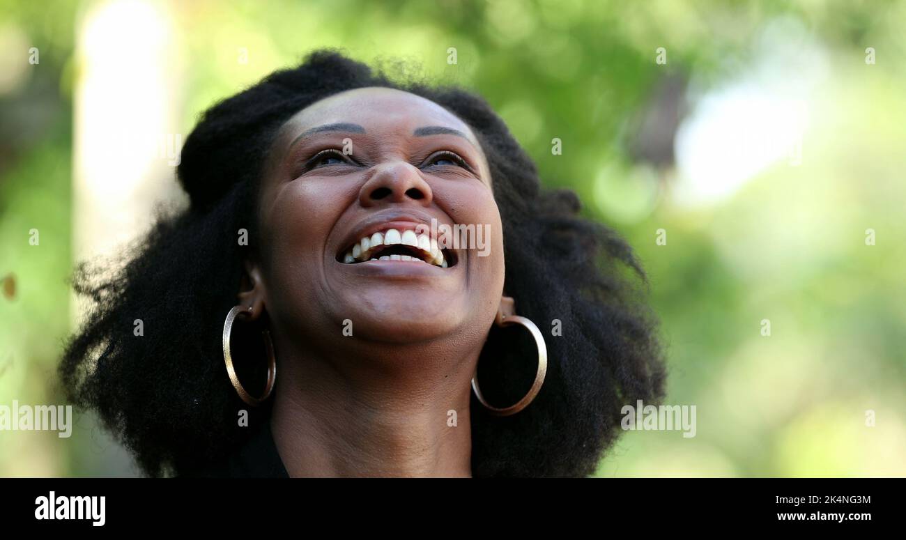 African woman laughing and smiling. Black lady authentic laugh Stock ...