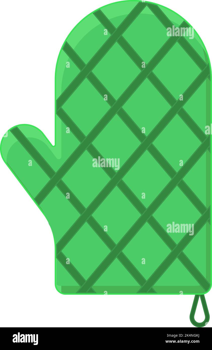 Green oven mitten, illustration, vector on a white background Stock ...