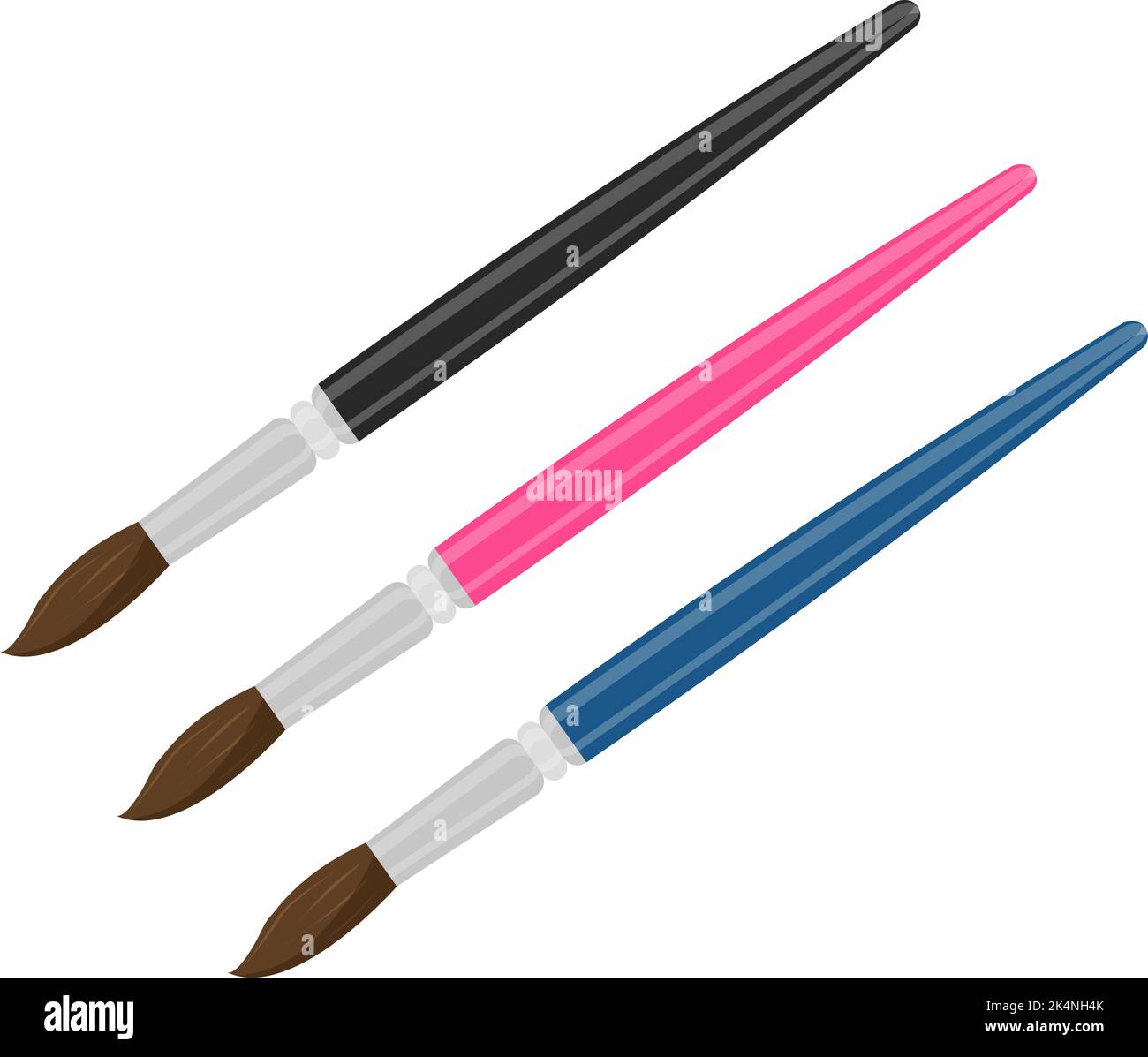 Three painting brushes, illustration, vector on a white background ...