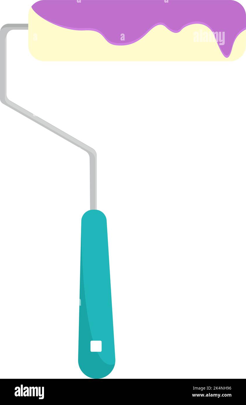 Paint roller with purple color, illustration, vector on a white ...