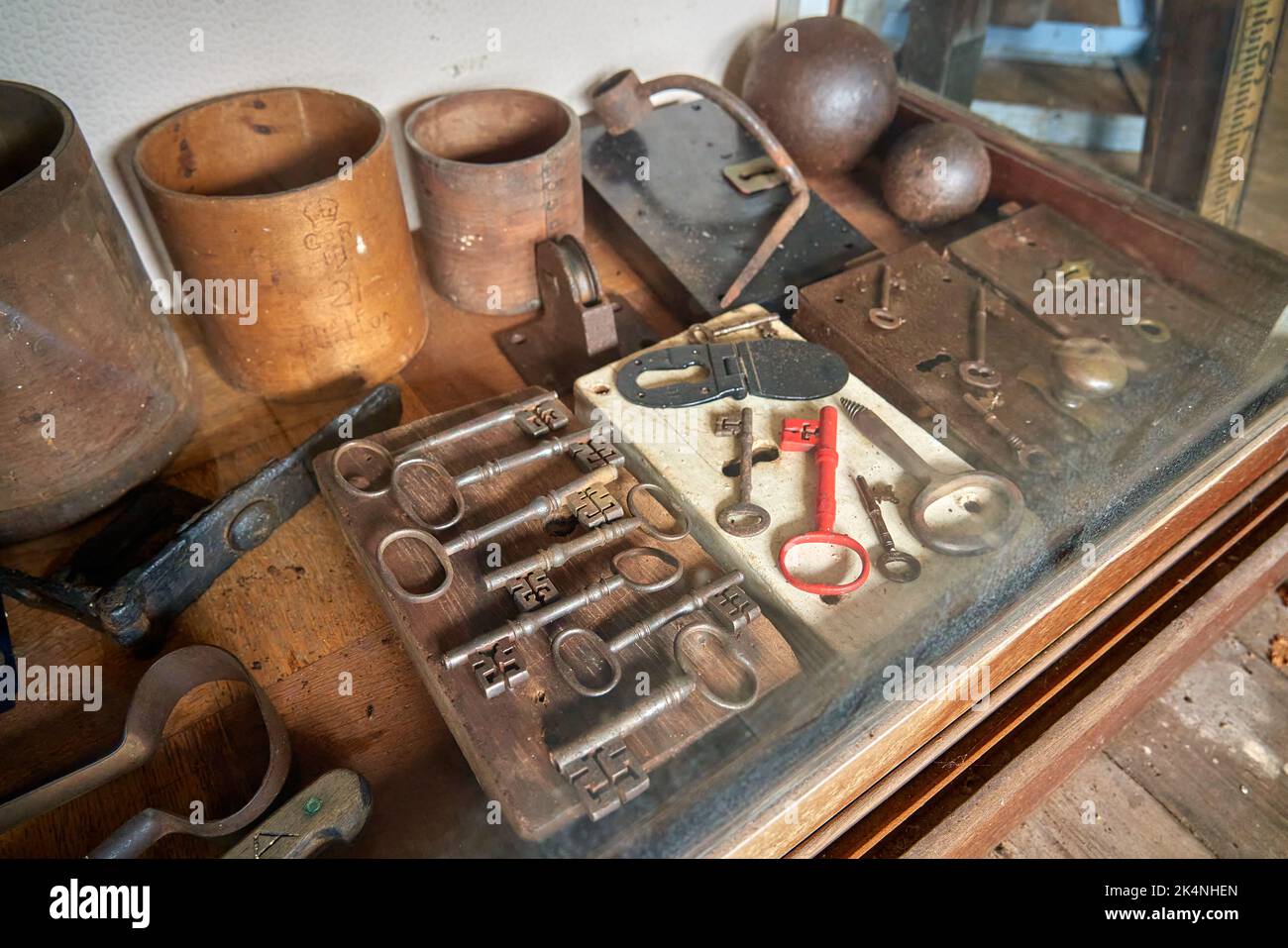 A collection of rustic objects including lots of old keys Stock Photo ...