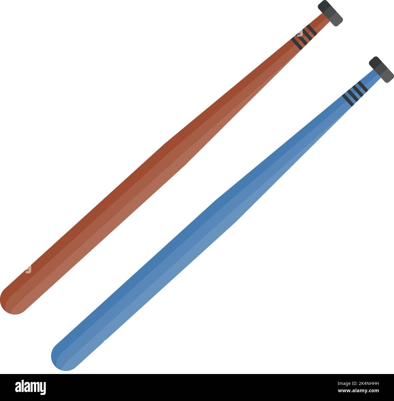 Blue and brown baseball bat, illustration, vector on a white background ...