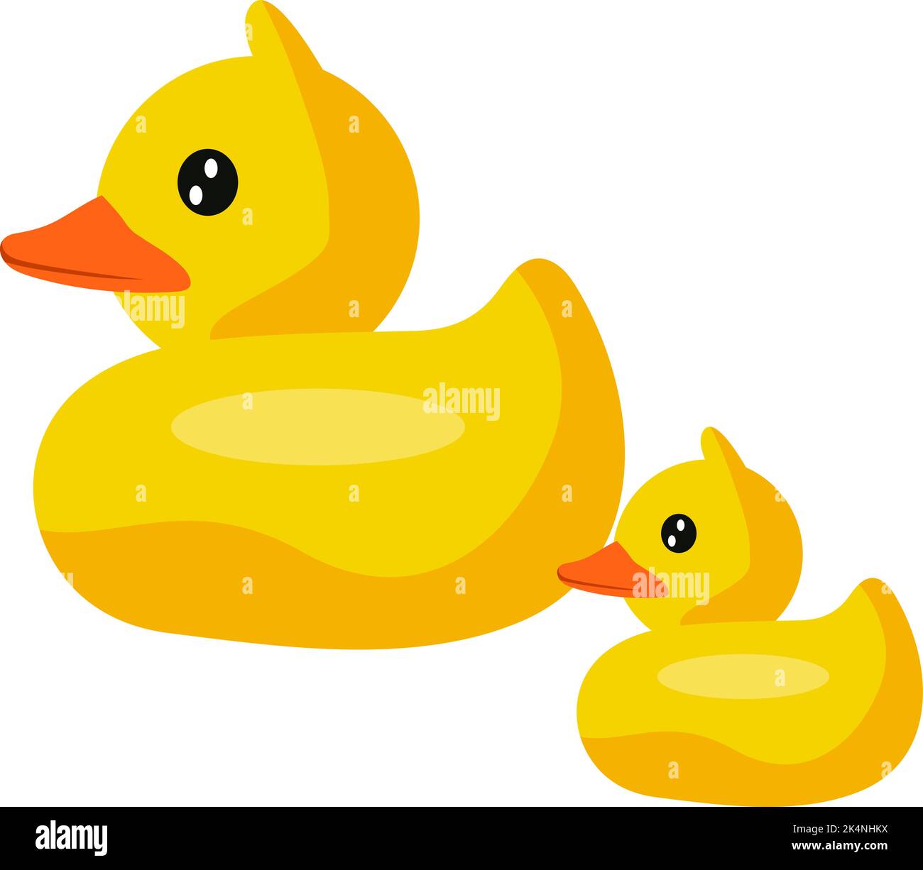Two yellow ducks, illustration, vector on a white background Stock ...