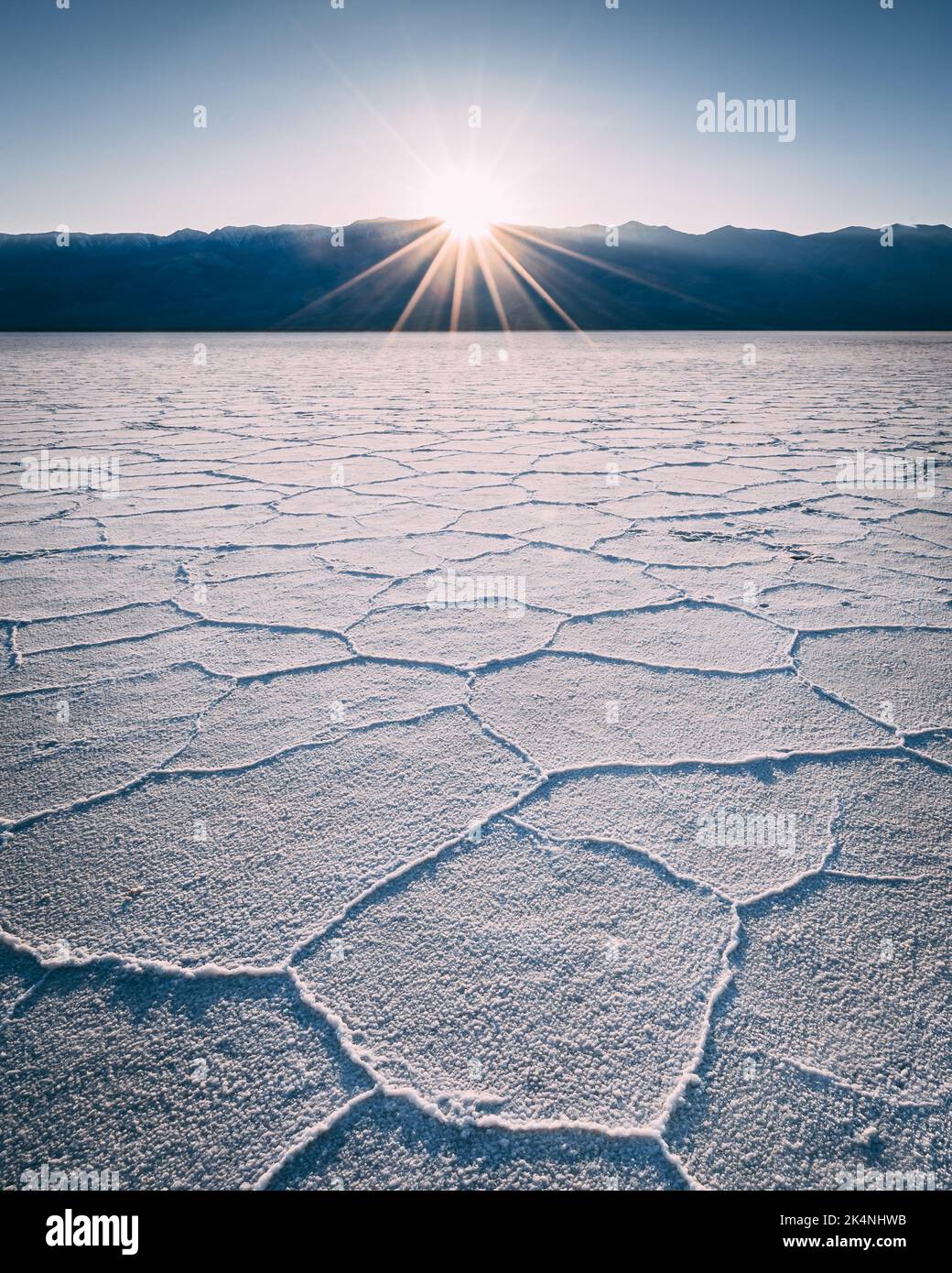 The Badwater Basin in Death Valley National Park at sunset in ...