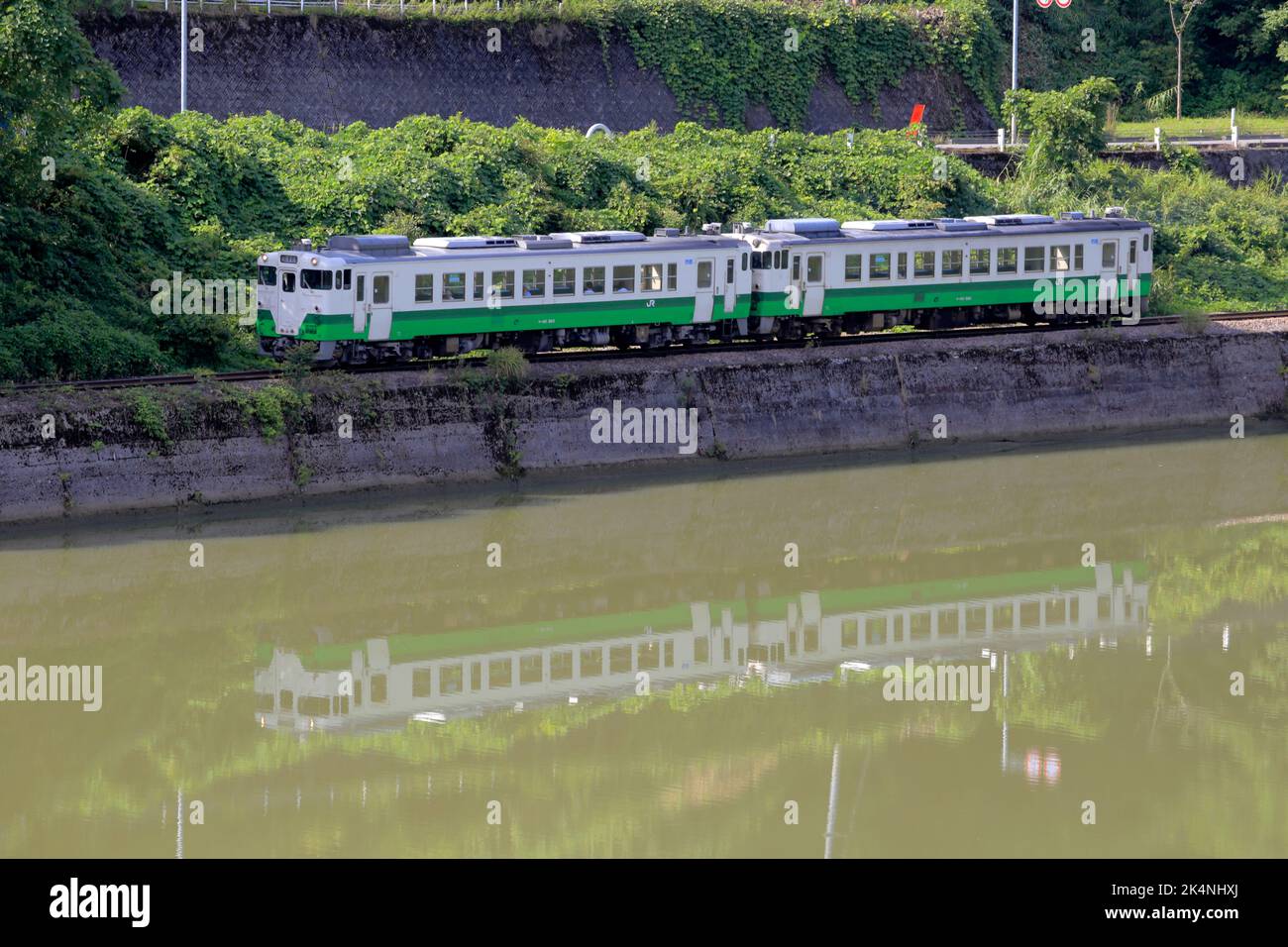 Tadami Railway Line along Tadamigawa river Fukushima Japan Stock Photo ...