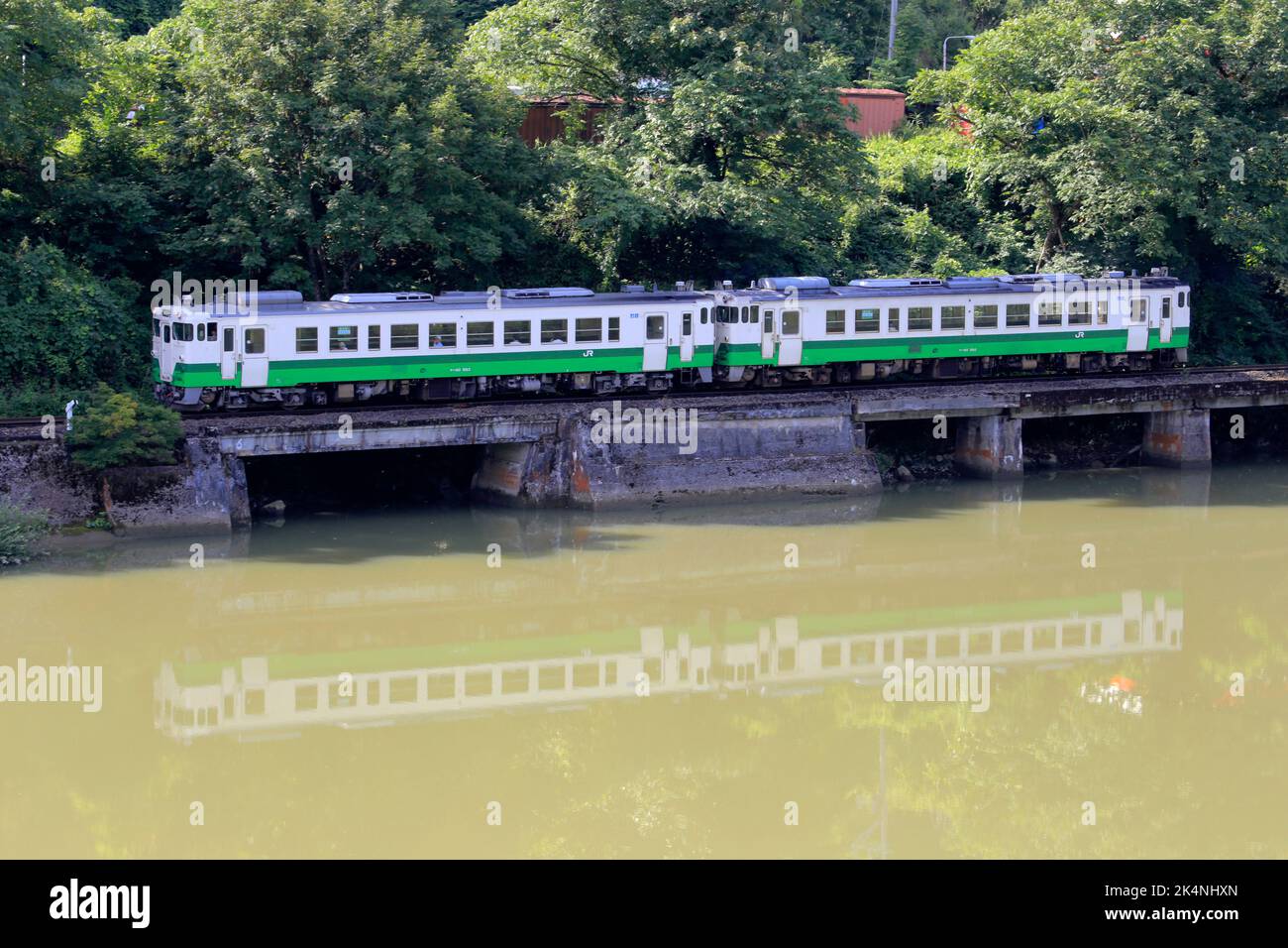 Tadami Railway Line along Tadamigawa river Fukushima Japan Stock Photo ...