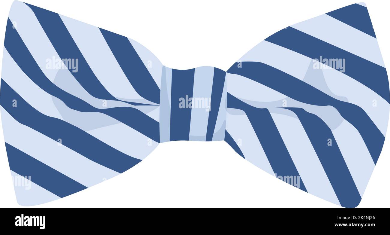 White bow tie with blue stripes, illustration, vector on a white ...